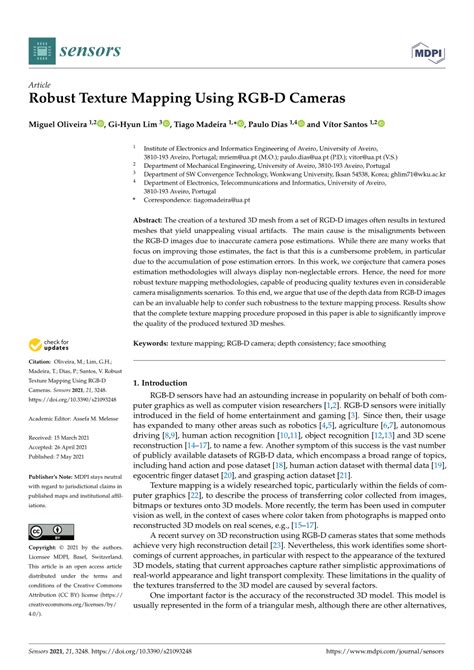 Pdf Robust Texture Mapping Using Rgb D Cameras