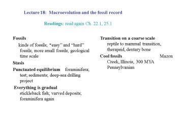 PPT Lecture 18 Macroevolution And The Fossil Record PowerPoint Presentation Free To View