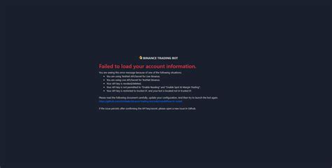 Failed To Load Your Account Information Issue Chrisleekr Binance Trading Github