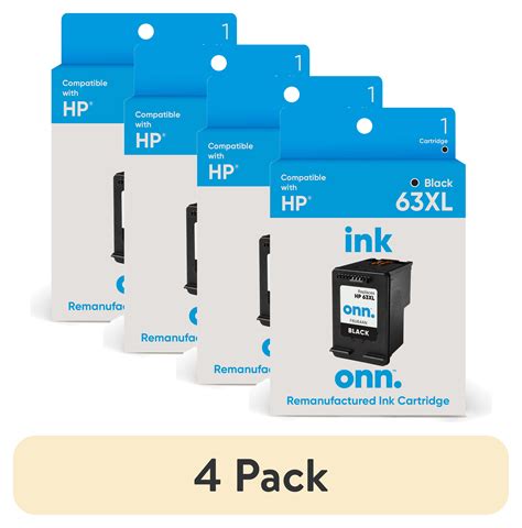 4 Pack Onn Ink Reman Hp 63xl Black