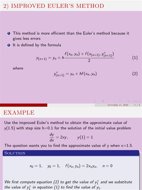 Improved Eulers Method Explained Pdf Differential Calculus