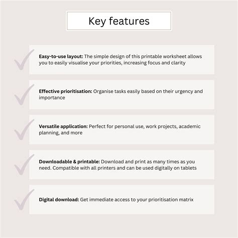 Prioritisation Matrix Printable Digital Download Priority Matrix