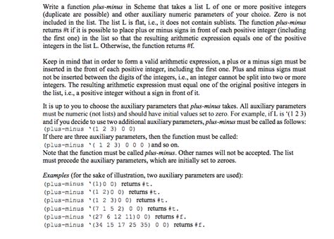 Solved Write A Function Plus Minus In Scheme That Takes A