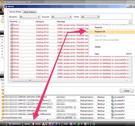 Backup Exec ODBC Access Error Possible Lost Connection To Database Or Unsuccessful Access To