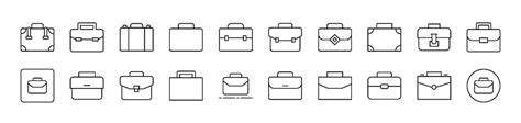 서류 가방 비즈니스 여행 가방 간단한 격리 된 라인 아이콘 모음 편집 가능한 스트로크 웹 사이트 책 카드 앱에 적합 가방에 대한