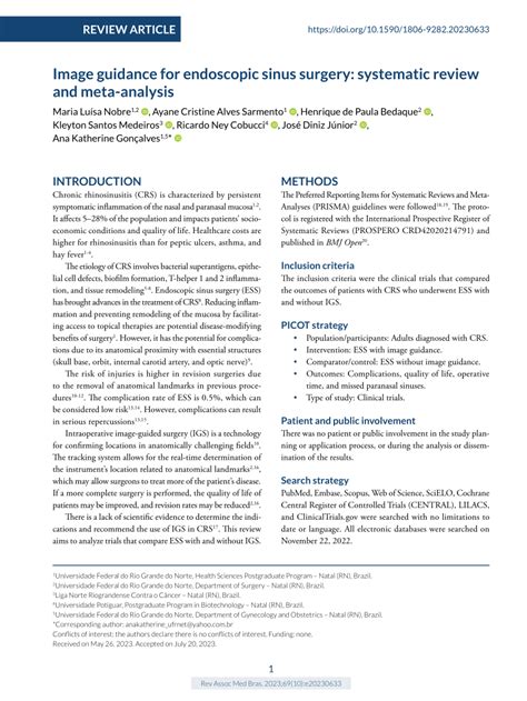 Pdf Image Guidance For Endoscopic Sinus Surgery Systematic Review