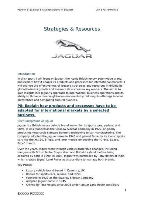 Pearson Btec Level 3 Unit 5 International Business Assignment 3 Strategies And Resources