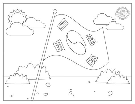 Free South Korea Flag Coloring Page Korean Flag Coloring Page