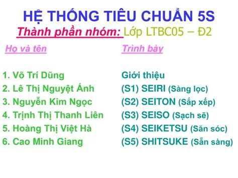 PPT - HỆ THỐNG TIÊU CHUẨN 5S PowerPoint Presentation, free download ...