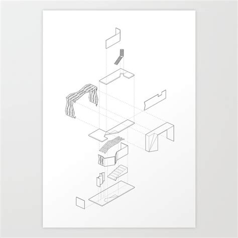 Exploded Axon Art Print By Parrotsafety Society6