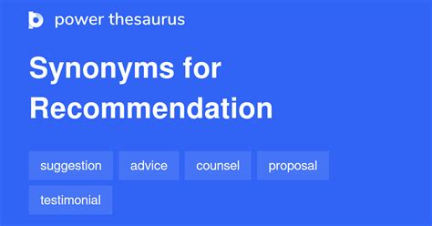 Recommendation Synonyms 928 Similar Words And Phrases