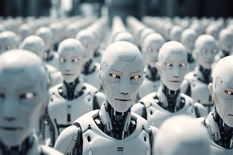 Premium Ai Image A Gathering Of White Robots Demonstrating