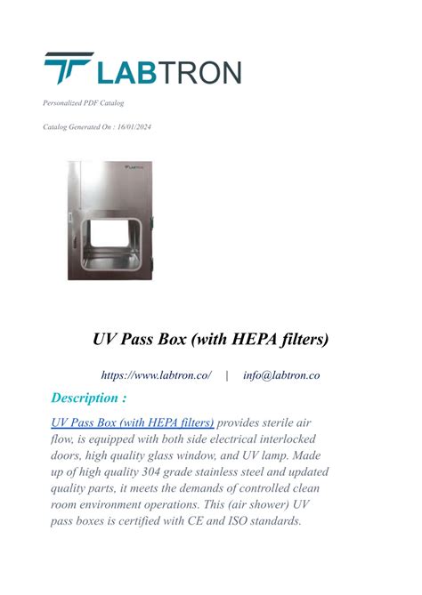 Ppt Uv Pass Box With Hepa Filters Powerpoint Presentation Free Download Id12830028