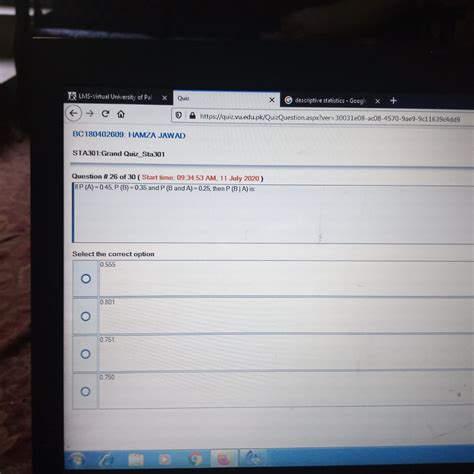 sta301 grand quiz screenshot 2020 vu grand quiz assignment gdb past