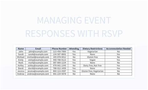 Improving Event Management Through Rsvp Responses Excel Template Free Download Pikbest
