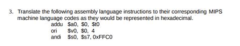 Solved 3 Translate The Following Assembly Language