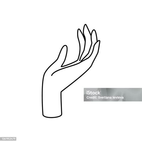 손 제스처 선형 벡터 그림 축복 자비 작별 기도와 감사의 상징으로 얇은 여성 손바닥 5가지 개체에 대한 스톡 벡터 아트 및 기타 이미지 5가지 개체 Blessing