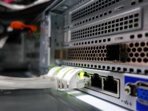 Network Cables Connected To Switch Closeup Of Data Center Hardware Technology 48046541 Stock