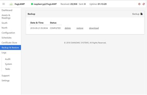 Backing Up And Restoring FogLAMP FogLAMP Documentation