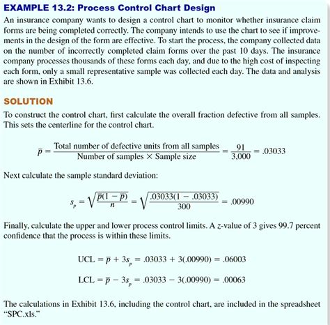 Example 132 Process Control Chart Design An Insurance Company Wants