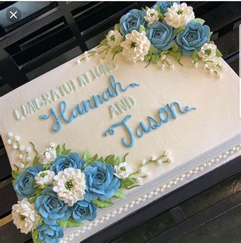 Congratulations Cake With Blue And White Flowers