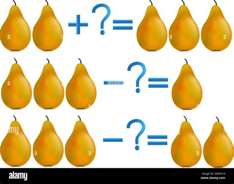 Action Relationship Of Addition And Subtraction Examples With Pears Stock Vector Image And Art