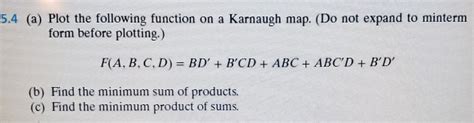 Solved 54 A Plot The Following Function On A Karnaugh