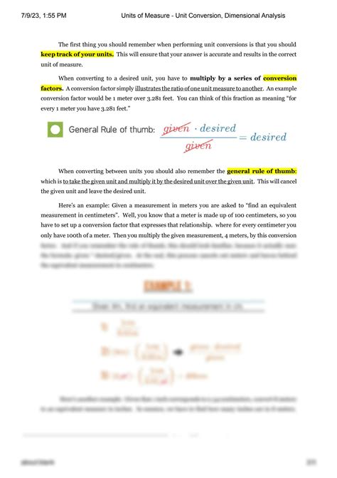 SOLUTION Units Of Measure Unit Conversion Dimensional Analysis Studypool