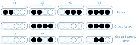 Illustrative Comparison Of Lasso Group Lasso And Group Sparsity