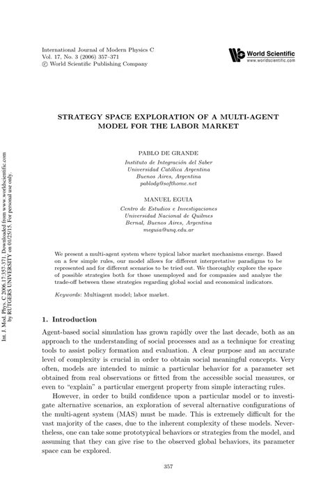 Pdf Strategy Space Exploration Of A Multi Agent Model For The Labor Market