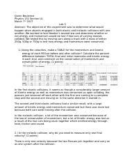 Physics Lab Docx Quinn Boulerice Physics Section LU March Th Lab Abstract