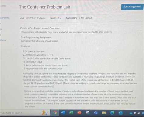 Solved Create A C Project Named Container This Program Chegg