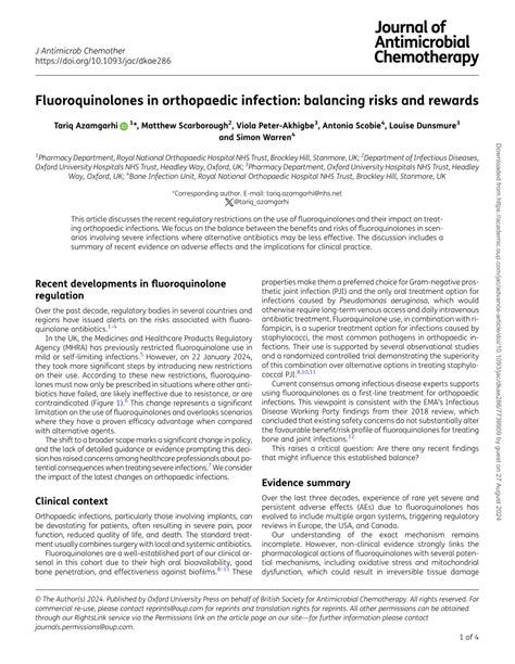 Pdf Fluoroquinolones In Orthopaedic Infection Balancing Risks And Rewards