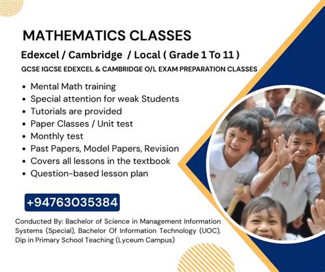 Mathematics Classes Edexcel Cambridge Local Grade 1 To 11 Mathematics O L Grade 6 11