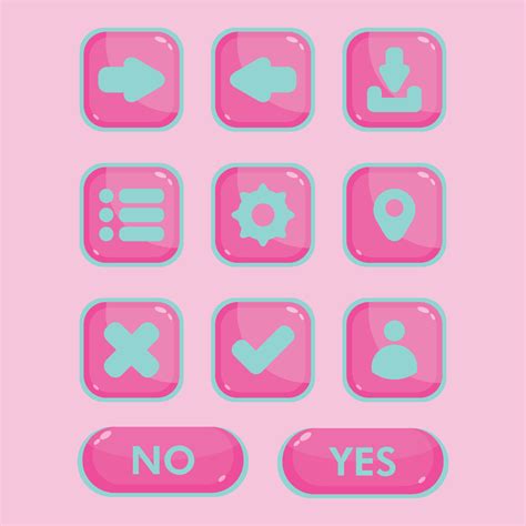 Set Of Icons For Mobile Game Glass Button Collection For Mobile Development Ui Kit Etc