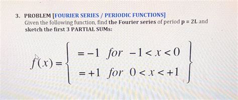 Solved Problem Fourier Series Periodic Functions Given