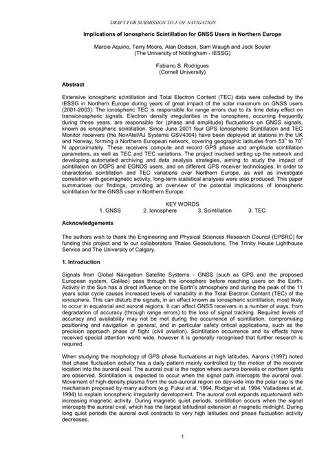 Pdf Implications Of Ionospheric Scintillation For Gnss Users In Northern Europe