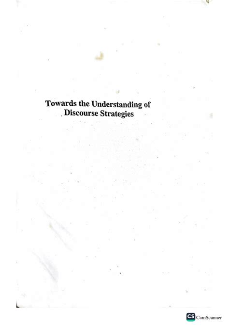Pdf Towards The Understand Of Discourse Strategies