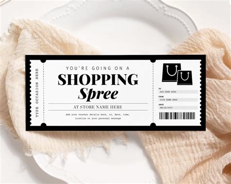 Shopping Spree Certificate Editable Shopping Day T Voucher