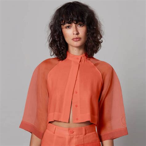 Sheer Sleeves Crop Crop Top Outfits Formal Crop Top Coral Outfit