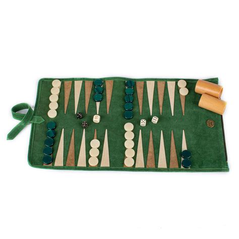 Forest Green Suede Roll Up Backgammon Manopoulos Chess And Backgammon