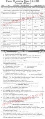 Past Papers Rawalpindi Board Th Class Chemistry Group English Medium Obj