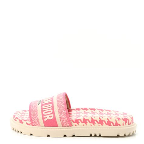 Christian Dior Micro Pdp Cotton Houndstooth Embroidered Dway 10mm Slide Sandals 36 Peony 1102156