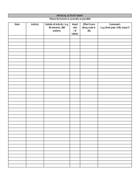 Physical Activity Diary Pdf