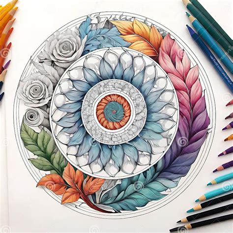 Fibonacci Sequence Circular Spiral Illustration For Adults Beautiful Design And Printable