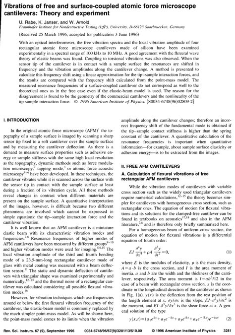 Pdf Vibrations Of Free And Surface‐coupled Atomic Force Microscope Cantilevers Theory And