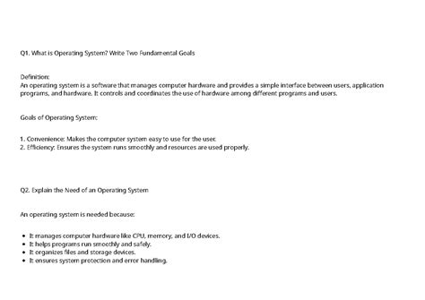Operating Systems Overview Goals Types And Functions Studocu