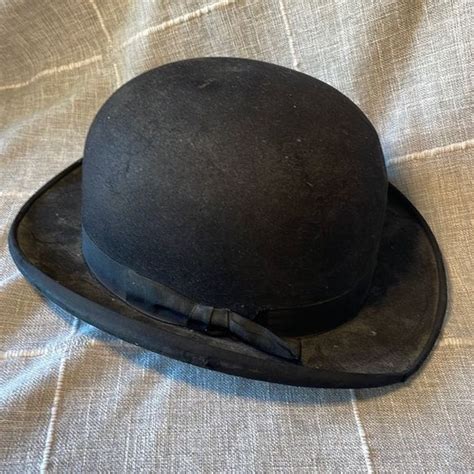 Schoble Accessories Vintage 92s Frank Schoble Coblack Wool Felt Bowler Derby Hat Antique