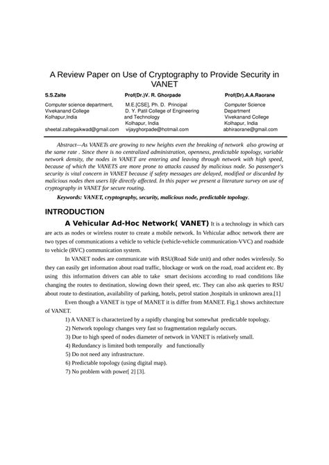 Pdf A Review Paper On Use Of Cryptography To Provide Security In Vanet