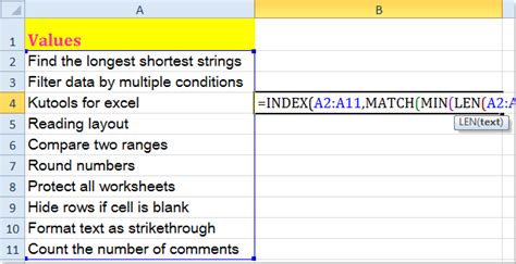 How To Find The Longest Or Shortest Text String In A Column